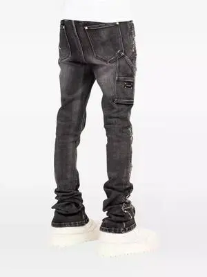GUAPI Crystal-embellished Spider-motif Jeans - Grey
