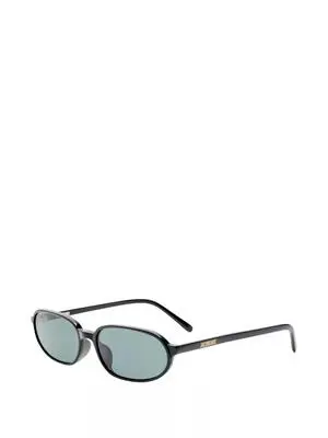Jacquemus Oval Frame Sunglasses With Logo Plaque - Black