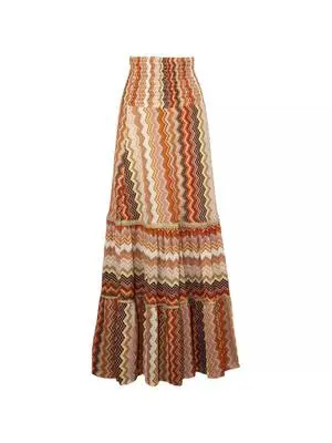 Pho Firenze Zigzag Pattern Tiered Maxi Skirt