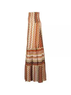 Pho Firenze Zigzag Pattern Tiered Maxi Skirt