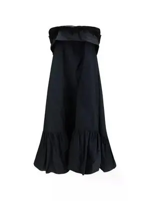 Saint Laurent Ruched Bodice Technical Canvas Maxi Dress