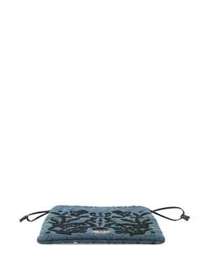 Prada Impuntu Denim Embroidered Drawstring Pouch