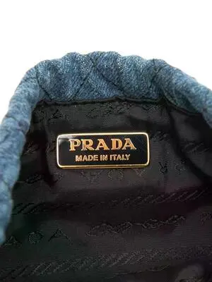 Prada Impuntu Denim Embroidered Drawstring Pouch