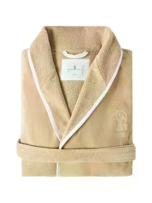 Brunello Cucinelli Cotton Terrycloth Bathrobe With Linen Trims