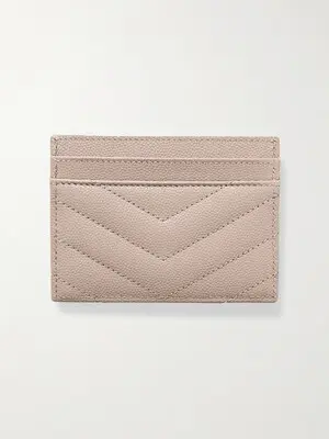 Saint Laurent Monogramme Quilted Textured-leather Cardholder - Neutrals