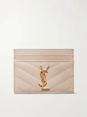 Saint Laurent Monogramme Quilted Textured-leather Cardholder - Neutrals