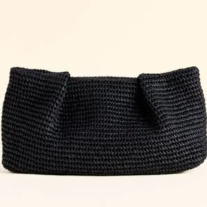 HAMEL ATELIER Handmade Raffia Clutch Bag - Black