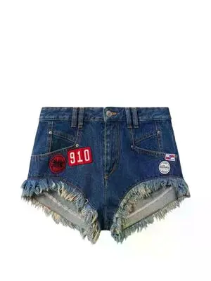 Isabel Marant Étoile Eneidala Frayed Denim Shorts With Patchwork