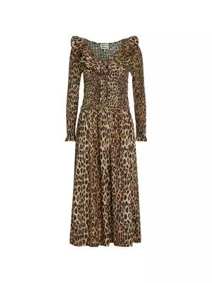 DAMSON MADDER Leopard Print Ruffled Dress