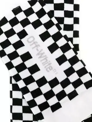 Off-White Checkerboard Logo Socks