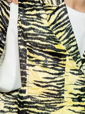 GANNI Tiger Print Notch Collar Shirt