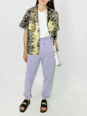 GANNI Tiger Print Notch Collar Shirt