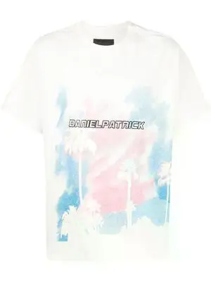 DANIEL PATRICK Graphic-print Crew Neck T-shirt - Neutrals