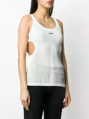 Off-white Round Neck Camis Tanks For Women