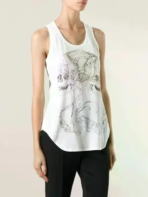 Alexander McQueen Skull And Rose Print Tank Top