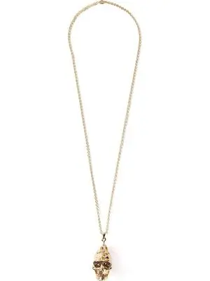 Alexander McQueen Skull Crystal Pendant Necklace - Metallic
