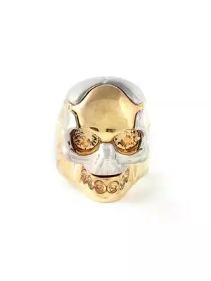 Alexander McQueen Skull Crystal Embellished Cocktail Ring - Metallic