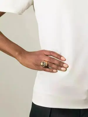 Alexander McQueen Skull Crystal Embellished Cocktail Ring