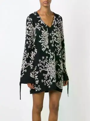 Chloé Floral Knit V-neck Dress