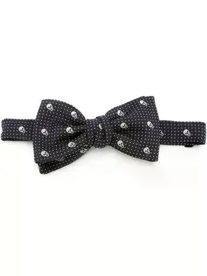 Alexander McQueen Skull Patterned Bow Tie - Grey