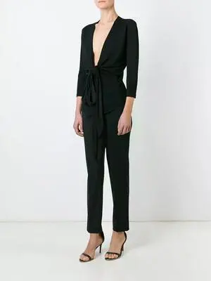 Givenchy Silk Blend V Neck Tie Blouse