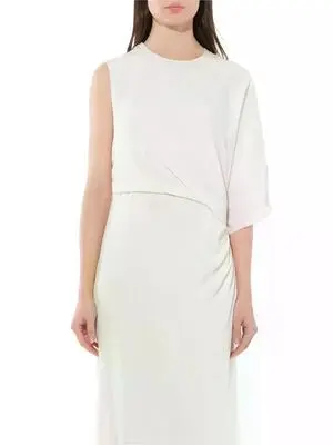 Givenchy Draped Off-shoulder Dress With Side Slit - White