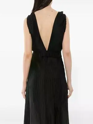 Givenchy Pleated Sleeveless V-neck Dress