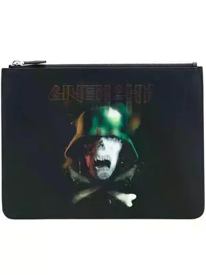 Givenchy Skull And Crossbones Printed Pouch - Black