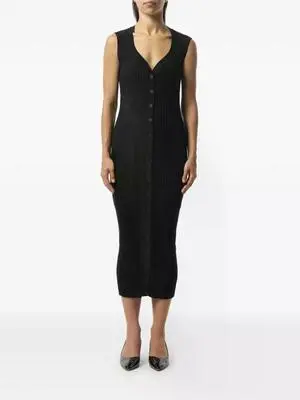 Givenchy Ribbed-knit Sweetheart Neckline Midi Dress