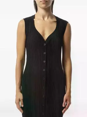 Givenchy Ribbed-knit Sweetheart Neckline Midi Dress
