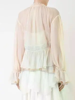 Chloé Colorblock Tiered Silk-cotton Blend Blouse