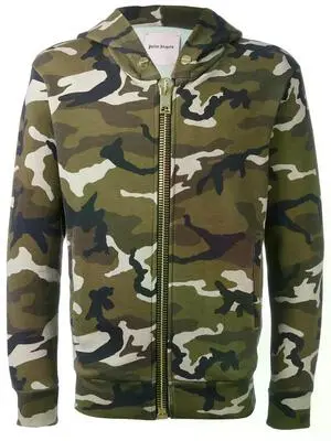 Palm Angels Camouflage Zipped Hoodie - Green