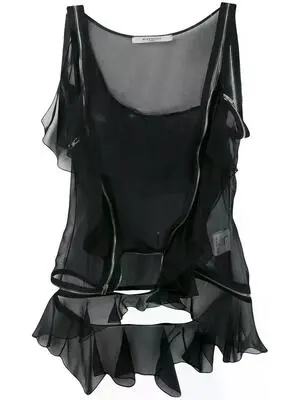 Givenchy One-shoulder Ruffle Zip Top