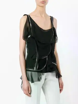 Givenchy One-shoulder Ruffle Zip Top