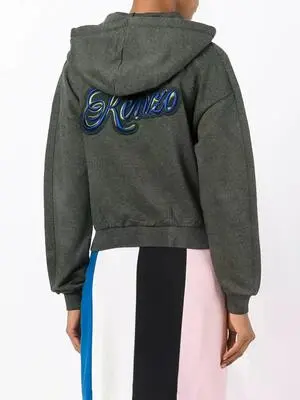 Kenzo Embroidered Logo Zip Front Hoodie