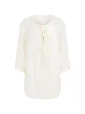 Chloé Silk Tie Placket Peasant Blouse