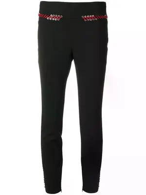 Alexander McQueen Wool Blend Lace Trim Skinny Trousers