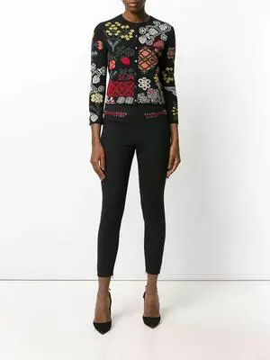 Alexander McQueen Wool Blend Lace Trim Skinny Trousers