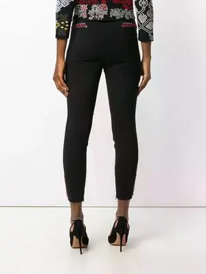 Alexander McQueen Wool Blend Lace Trim Skinny Trousers