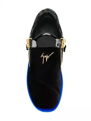 GIUSEPPE ZANOTTI Patent Leather And Velvet Runner Sneakers