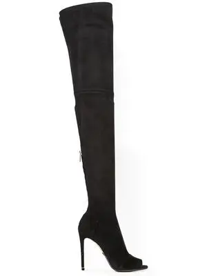 Balmain Suede Open-toe Stiletto Knee Boots