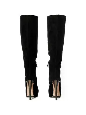 Alexander McQueen Horn Heel Suede And Leather Boots