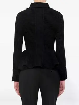 Alexander McQueen Peplum Ribbed Cardigan