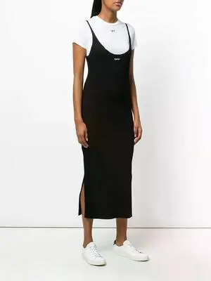 Off-White Ribbed Long Dress