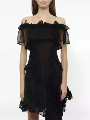 Alexander McQueen Asymmetric Frilled Off-shoulder Dress