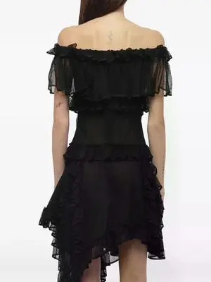 Alexander McQueen Asymmetric Frilled Off-shoulder Dress
