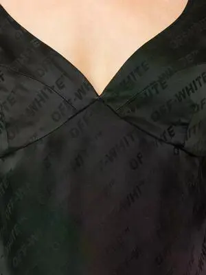 Off-White Allover Logo Print V-neck Dress