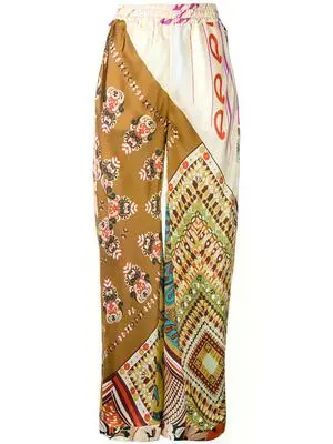 Chloé Caravan Print Silk Trousers - Brown