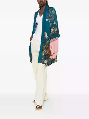 MAZZEI Fringe-trimmed Floral-print Oversized Coat