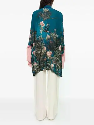 MAZZEI Fringe-trimmed Floral-print Oversized Coat